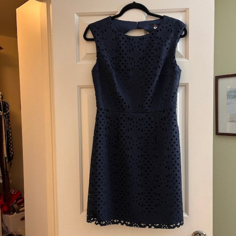 Trina Turk Laser Cut Navy Blue Carousel Dress Size 6 - Gem